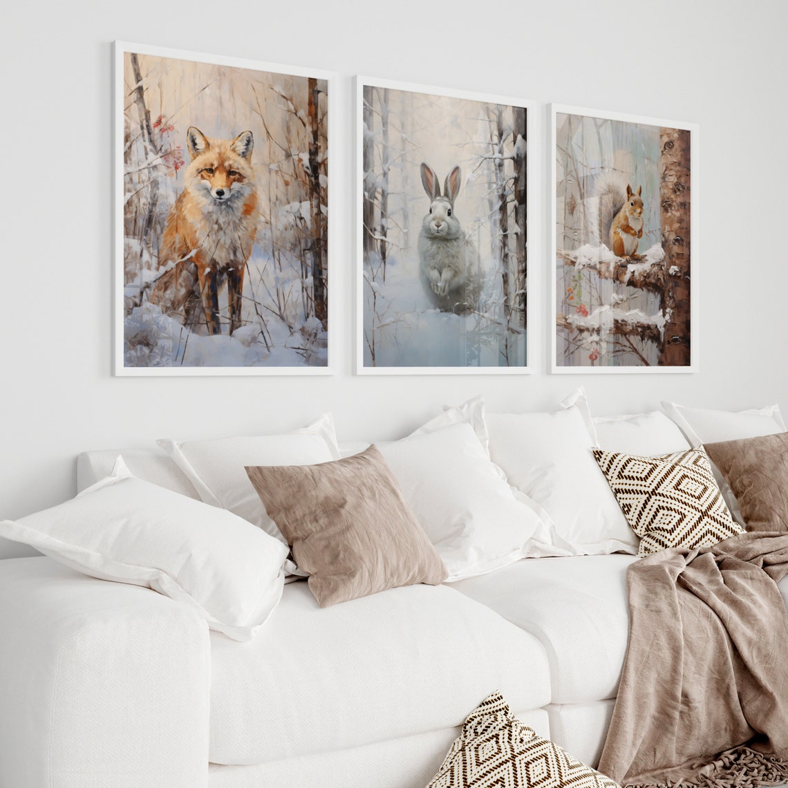 Woodland Animal Decorations, Animal Wall Decorative, Winter Print ...