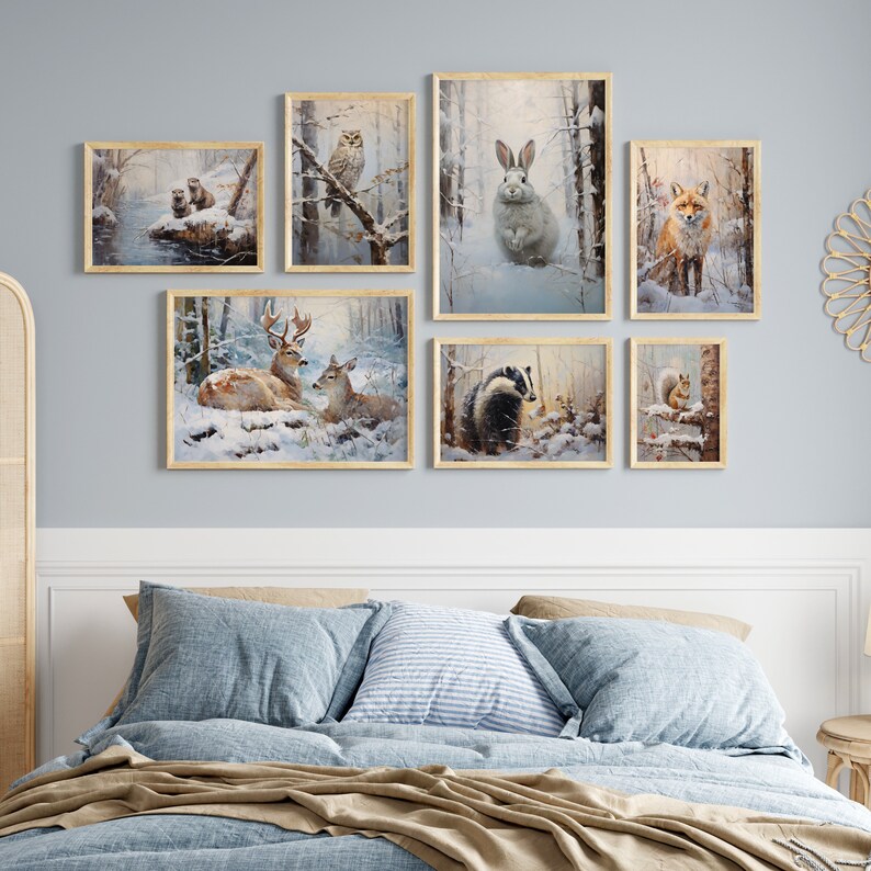Woodland Animal Decorations, Animal Wall Decorative, Winter Print ...