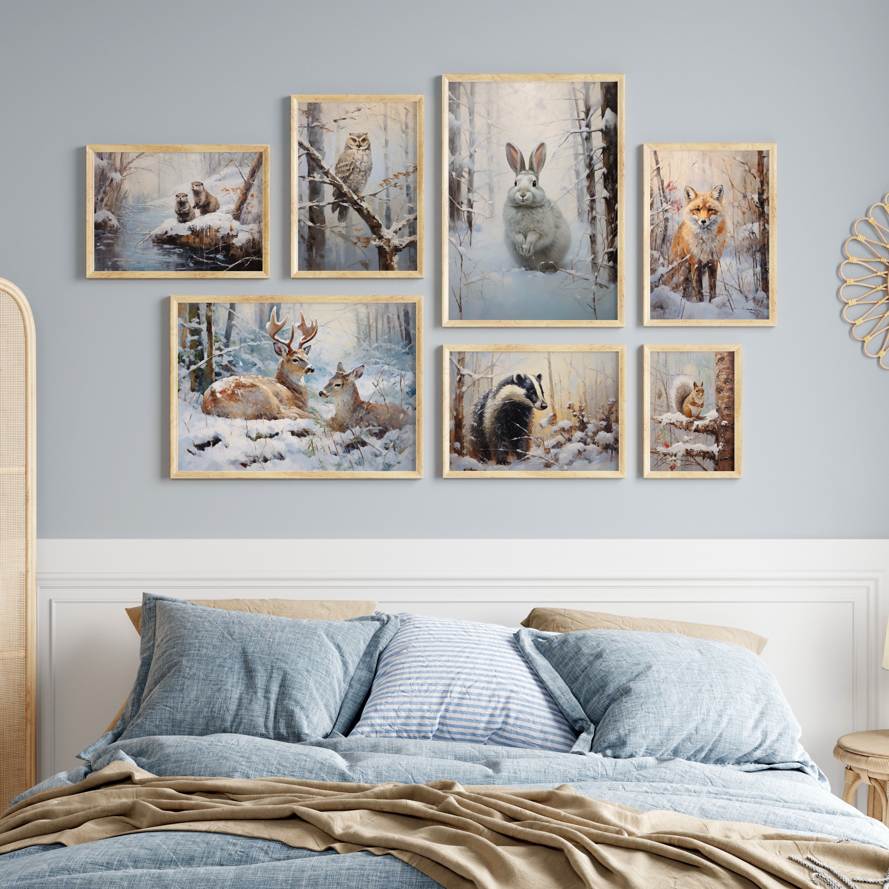 Woodland Animal Decorations, Animal Wall Decorative, Winter Print ...