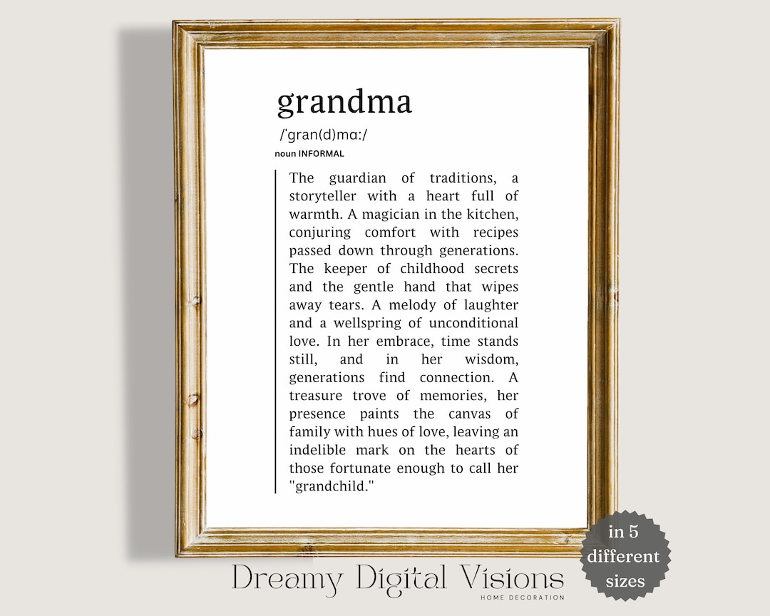 Grandma Definition Print, Grandma Gift From Kids, Gift From Grandkids ...
