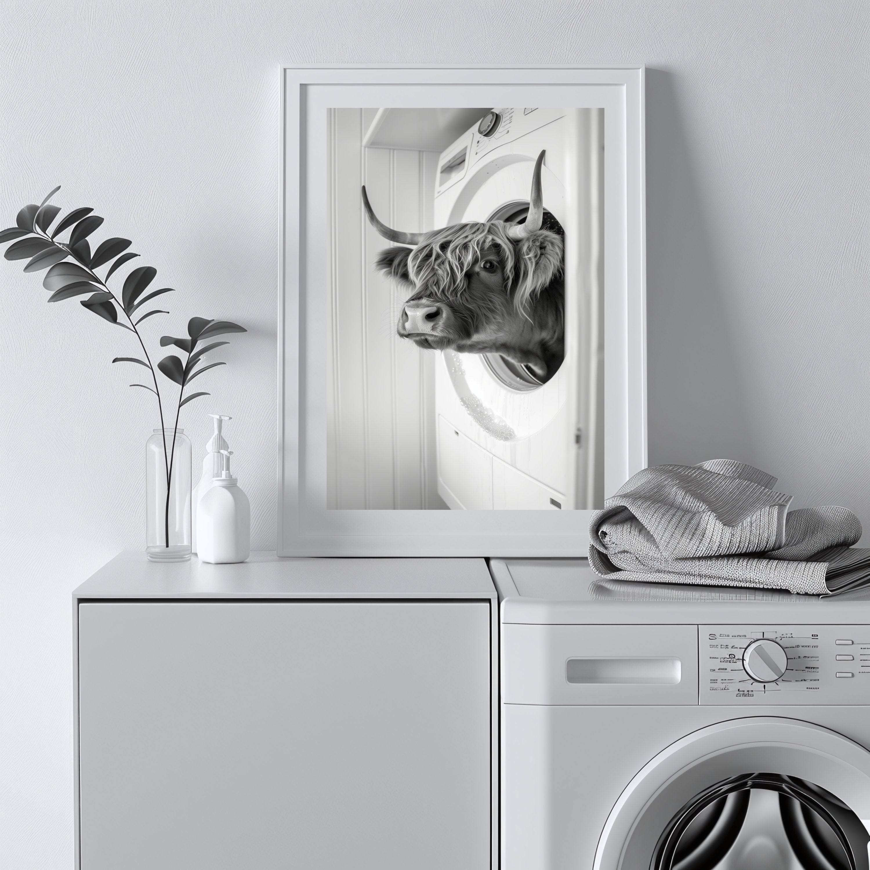 Highland Cow in Washing Machine, Laundry Room Decor, Funny Laundry ...