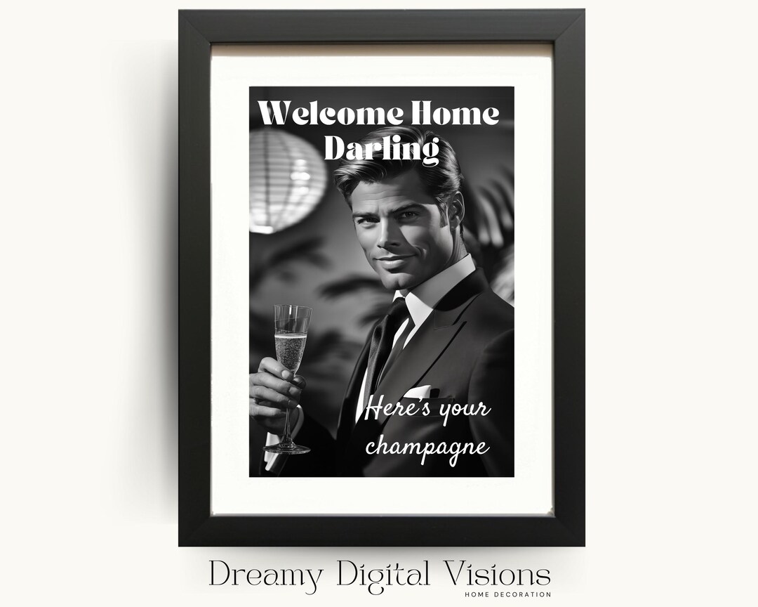 Funny Entryway Art, Retro Welcome Home Print, 1950s Style Wall Decor ...