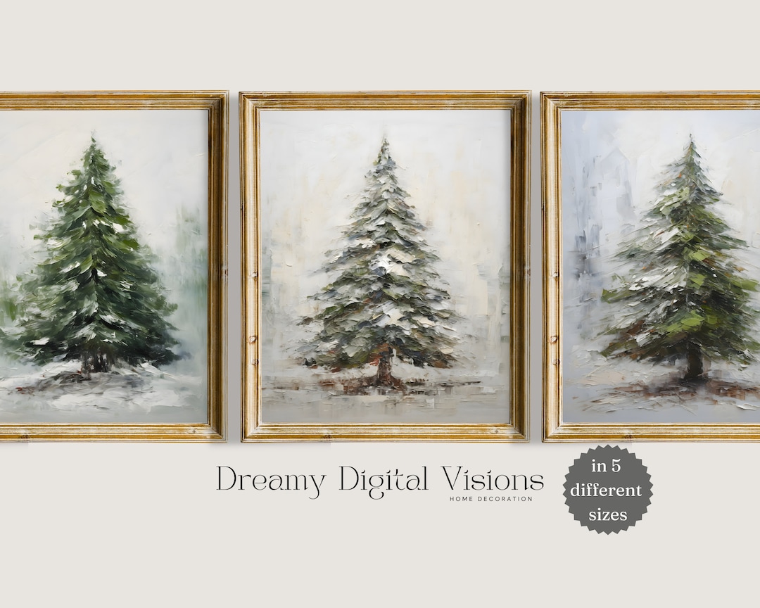 Christmas Tree Prints, Set of 3, Evergreen Trees, Xmas Decor, Winter ...
