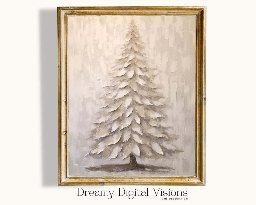 White Primitive Christmas Tree Print, Rustic Pine Tree, Printable ...