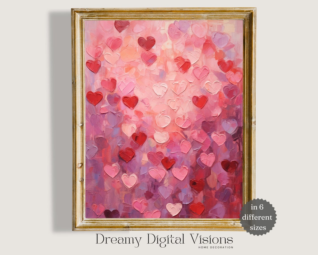 Valentines Day Hearts Art Print, Hearts Poster Printable Art, Romantic ...