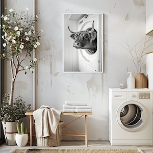 Highland Cow in Washing Machine, Laundry Room Decor, Funny Laundry ...