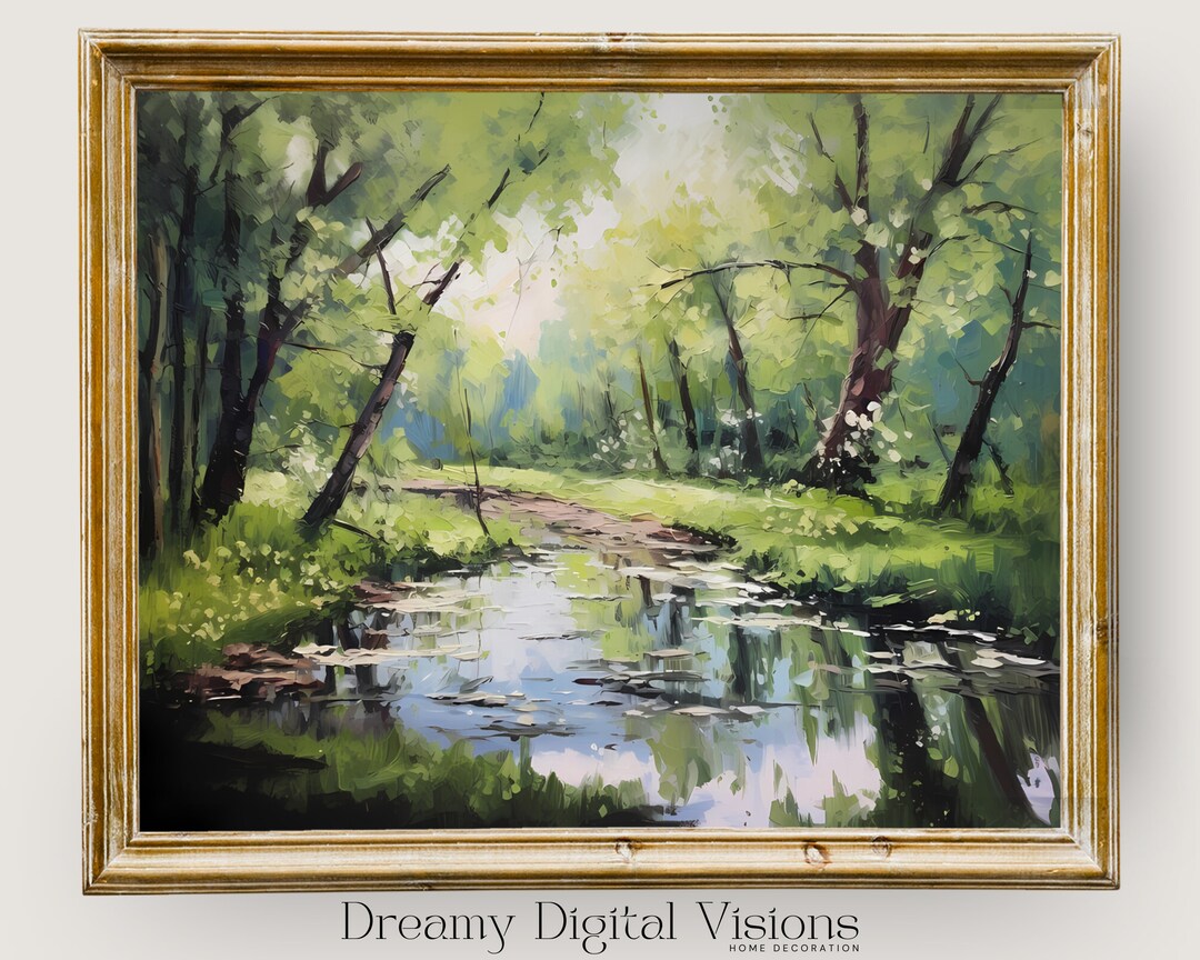 Vintage River Print Country Wall Art Digital Antique Rustic - Etsy