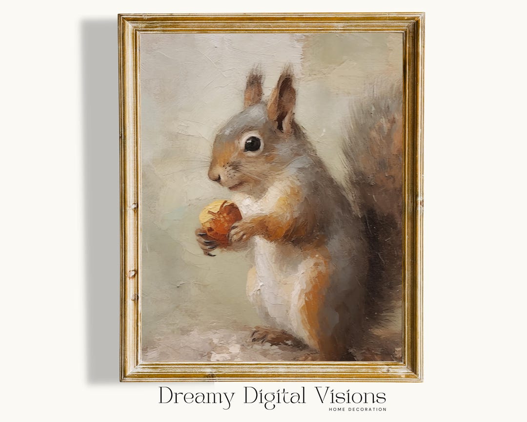 Squirrel With a Nut Autumn Print, Fall Wall Art, Rustic Home Decor ...