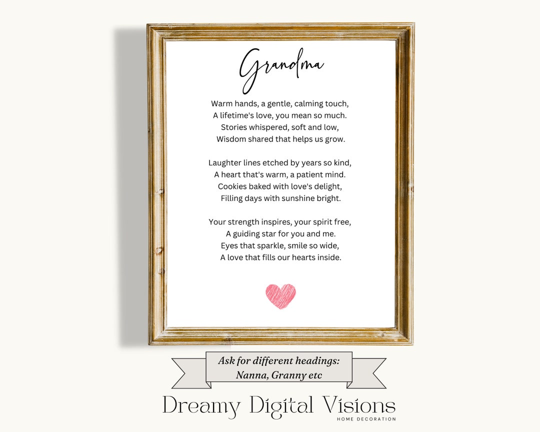 Grandma Gift Print, Gift From Grandkids, Grandmother Poem, Christmas ...