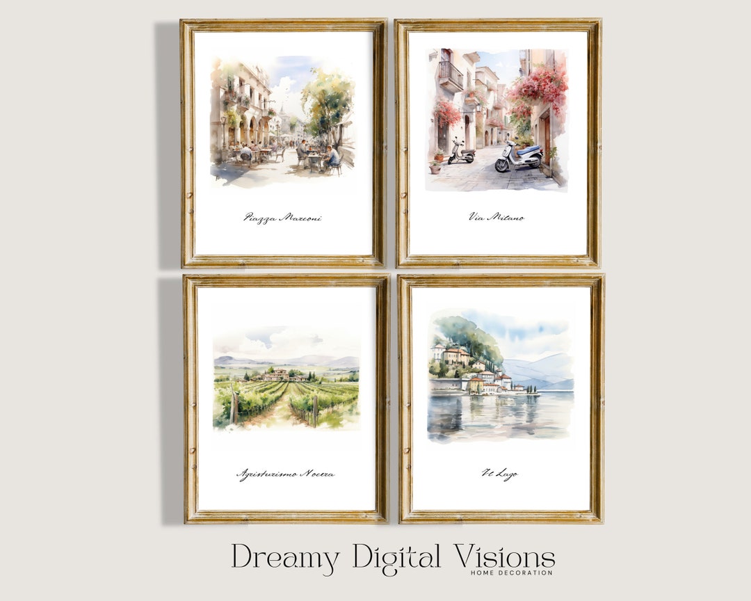Italian Scenery Prints Set of 4, Italy Wall Art, Italian Prints, Italy ...