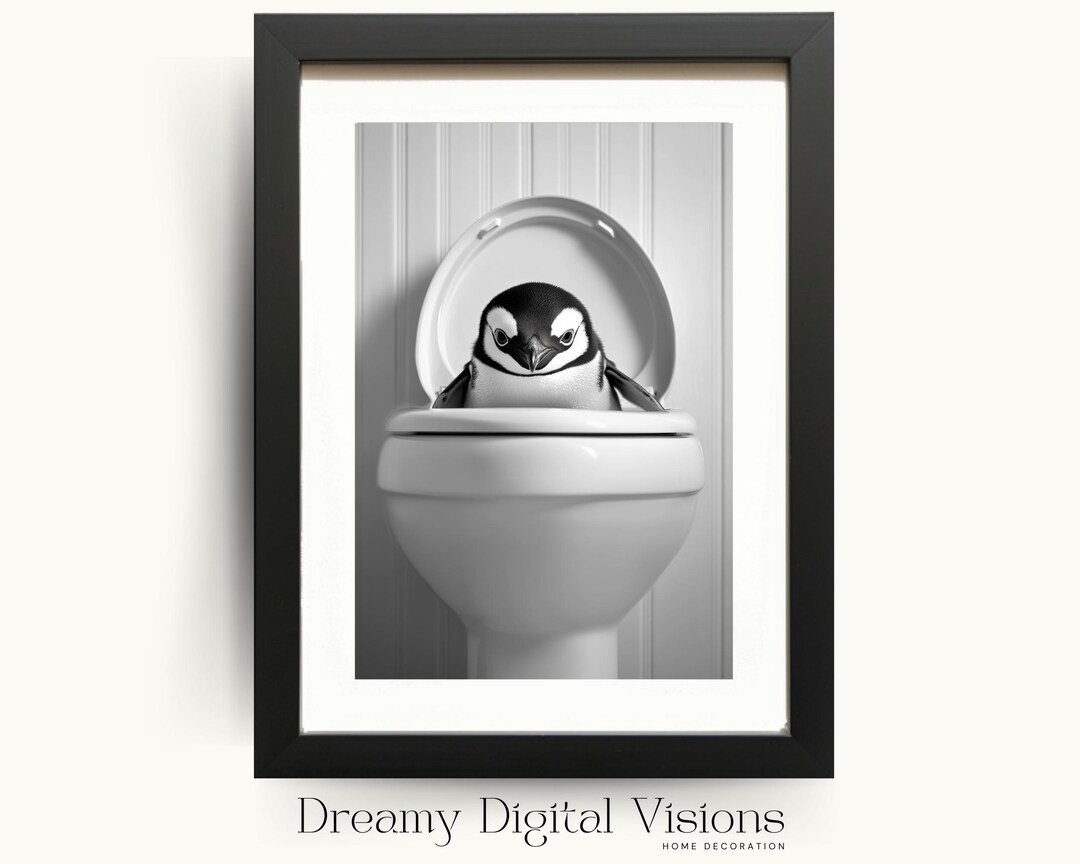 Funny Penguin Toilet Print, Humorous Toilet Decor, Funny Animal ...