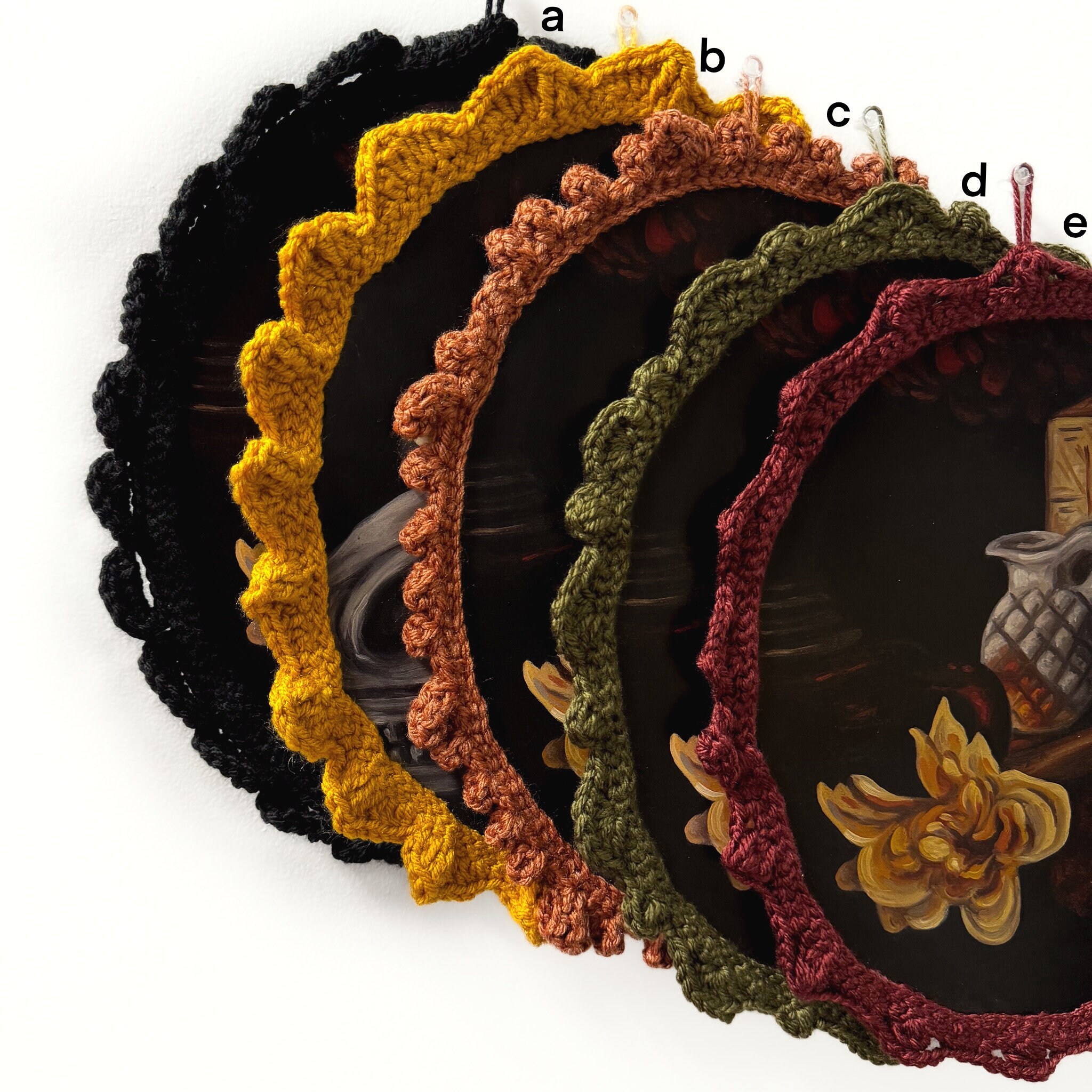 Oil Lamp With Flowers Print With Crochet Frame - Etsy