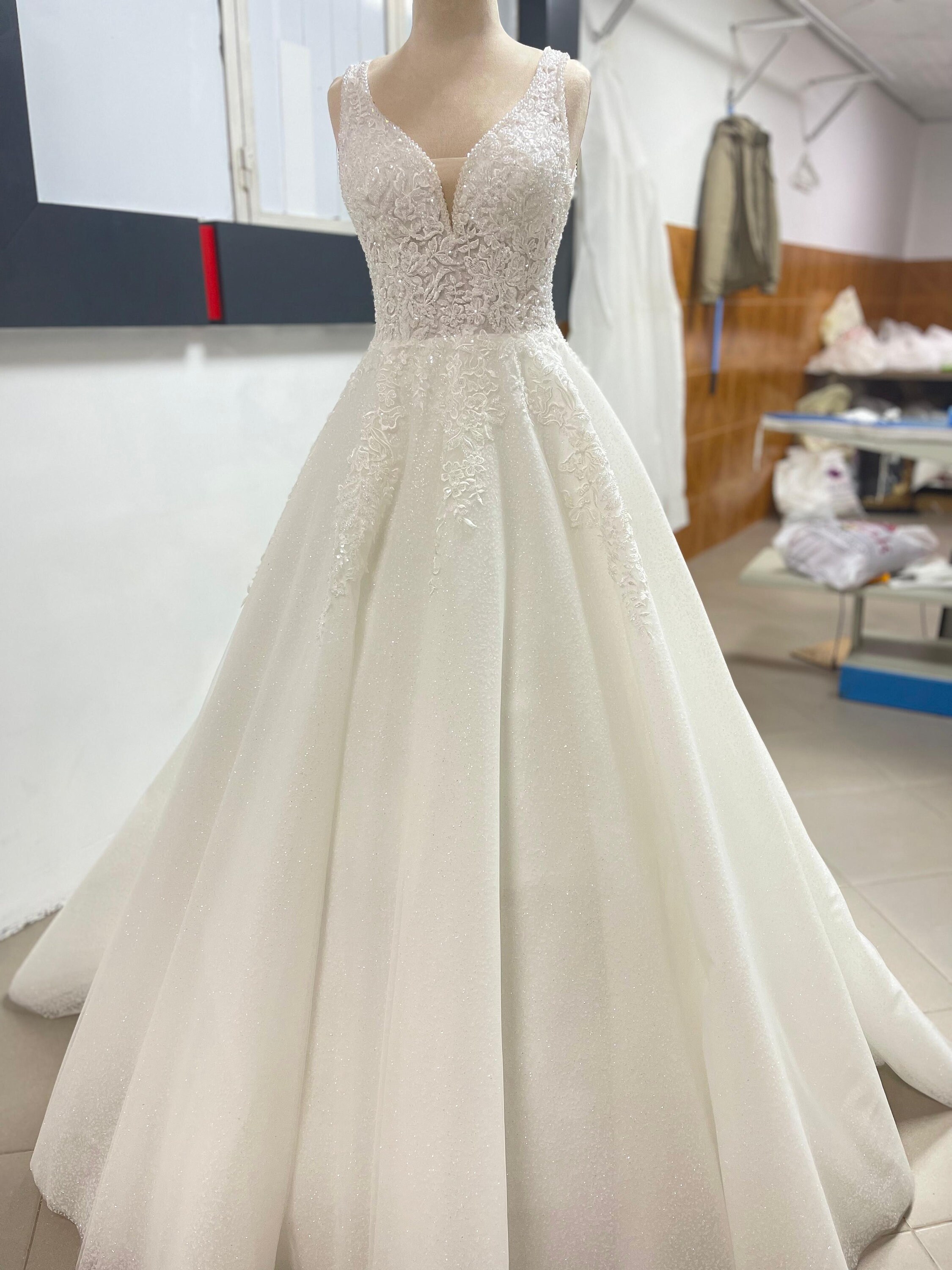 A-line Neck Wedding Dress, Bridal Gown, Elegant Princess Tulle Beaded ...