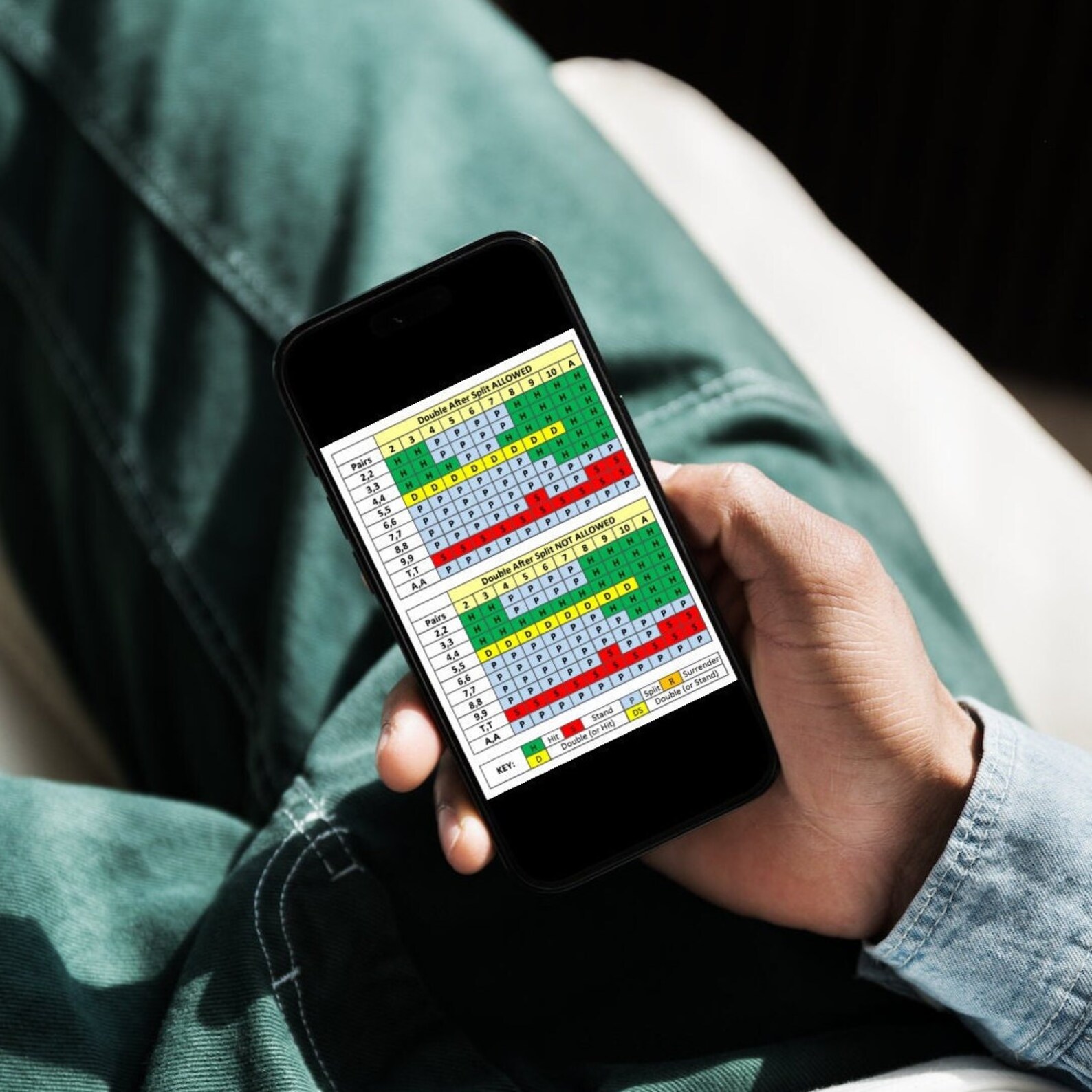 Blackjack Basic Strategy Card - Double Deck Dealer Hits Soft 17 ...