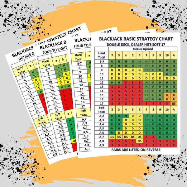 Basic Strategy Blackjack Chart - Etsy