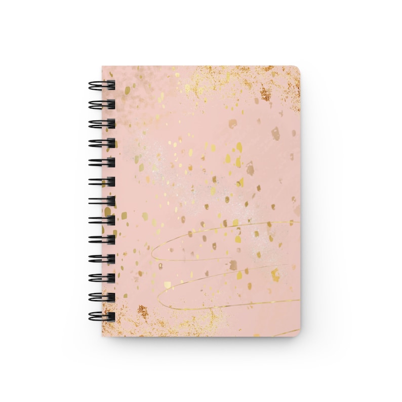 Pink Small Spiral Bound Journal Pink and Gold Glitter Journal Mini ...