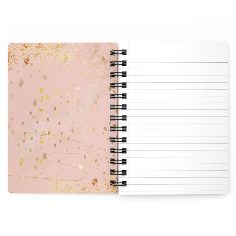 Pink Small Spiral Bound Journal Pink and Gold Glitter Journal Mini ...
