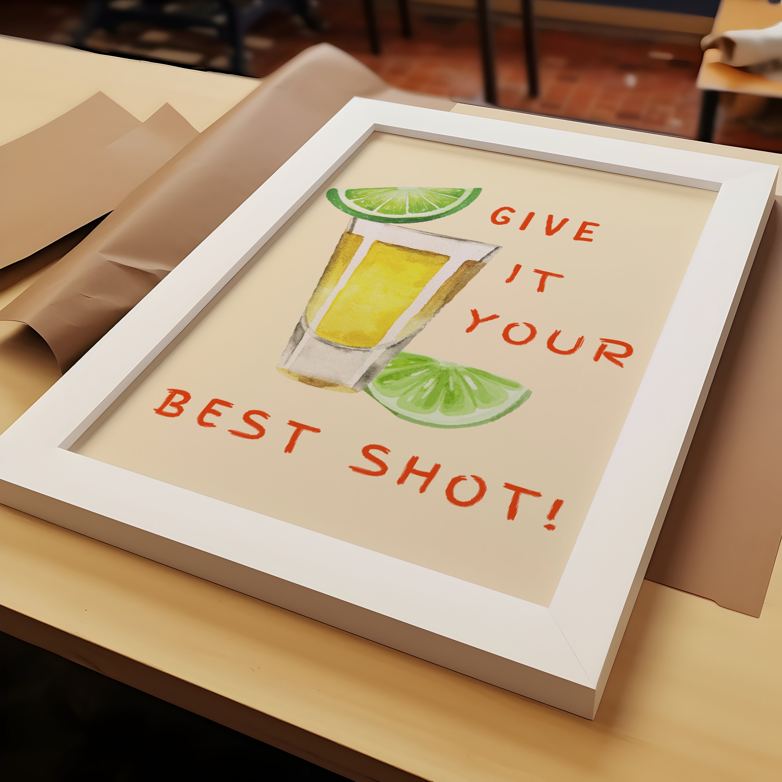 Give It Your Best Shot Bar Art, Liquor Poster, Bar Cart Wall Art ...