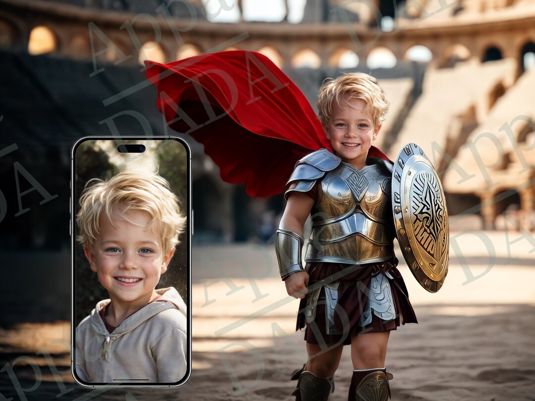 Custom Gladiator Portrait From Photo Boy Wall Art Personalized Canvas ...