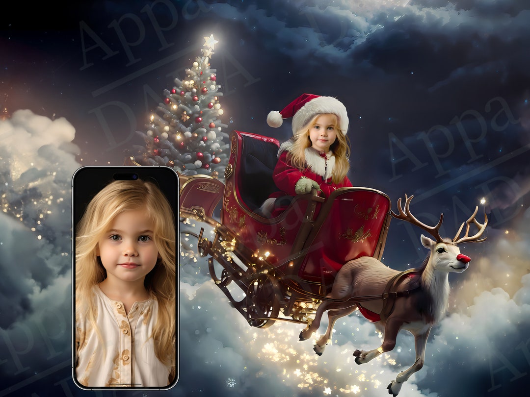 Santa Kid Portrait Custom Christmas Santa Claus Portrait Kid ...