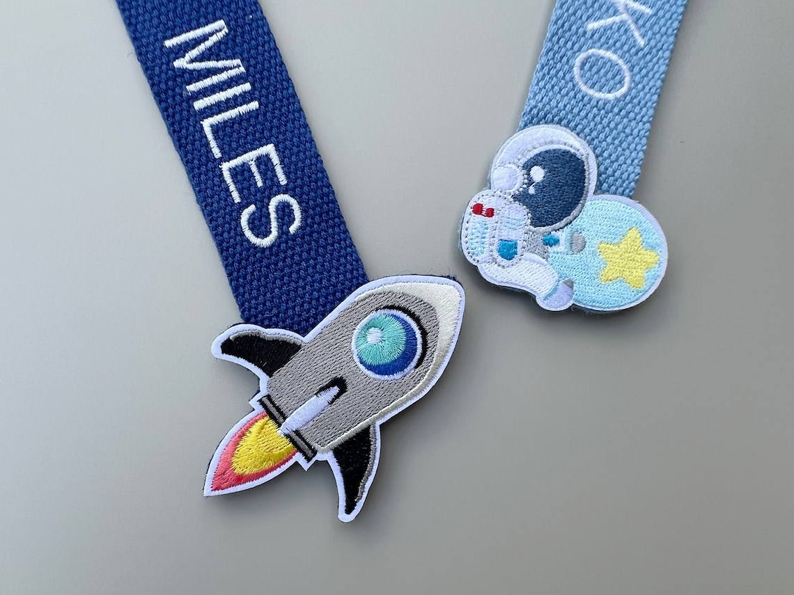 Personalized Embroidery Name Tag, Space Theme Name Tag, Custom Name Tag ...
