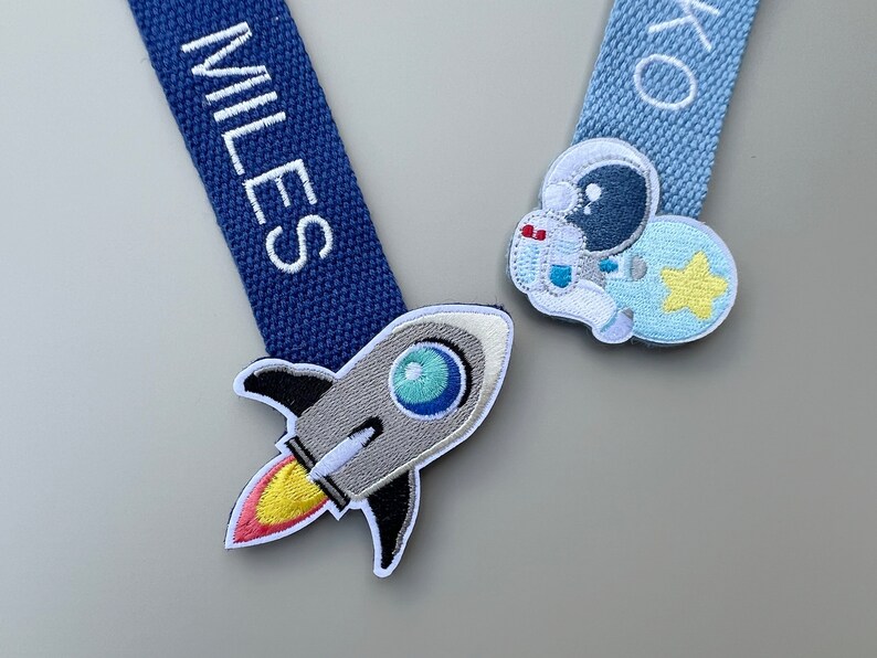 Personalized Embroidery Name Tag, Space Theme Name Tag, Custom Name Tag ...