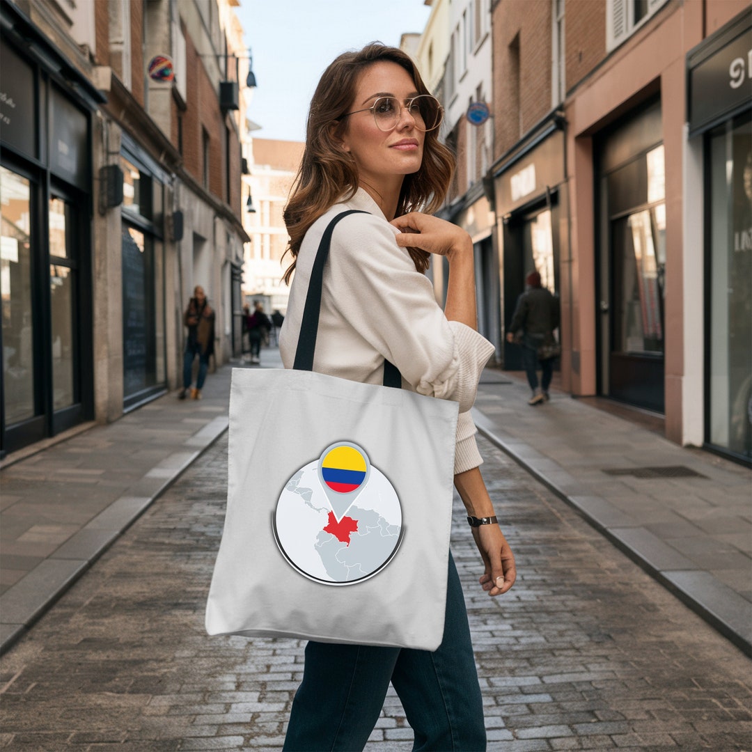 Shopping Bag With Map and Flag of Colombia, Gift for Colombians Abroad ...