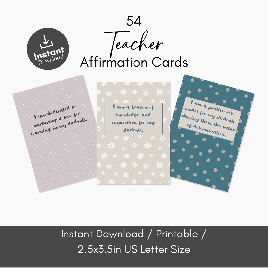 Teacher Affirmation Cards / Digital Download / Printable / Educator ...