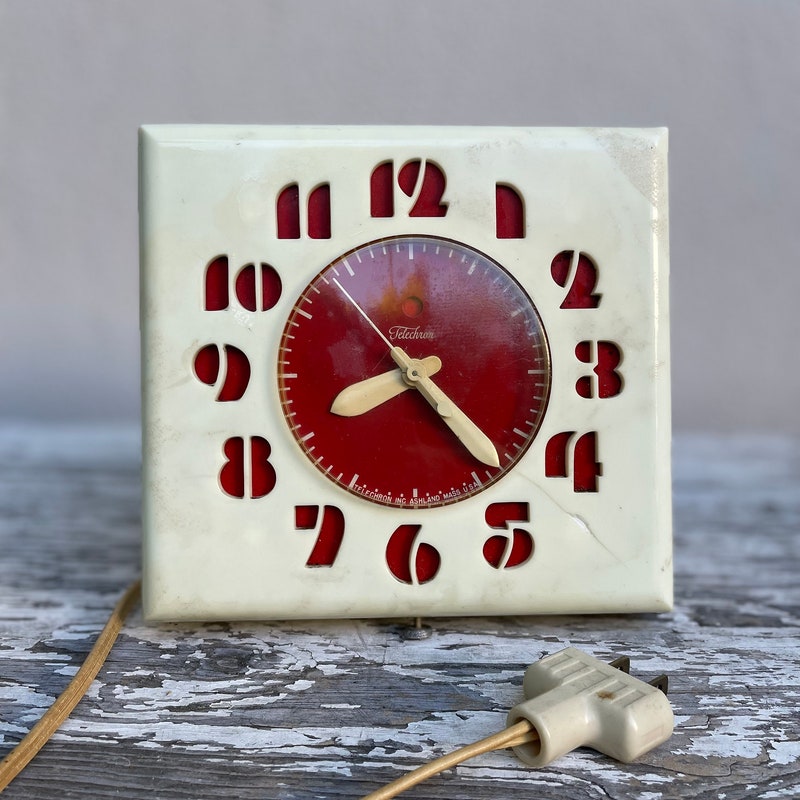 Red Wall Clock - Etsy