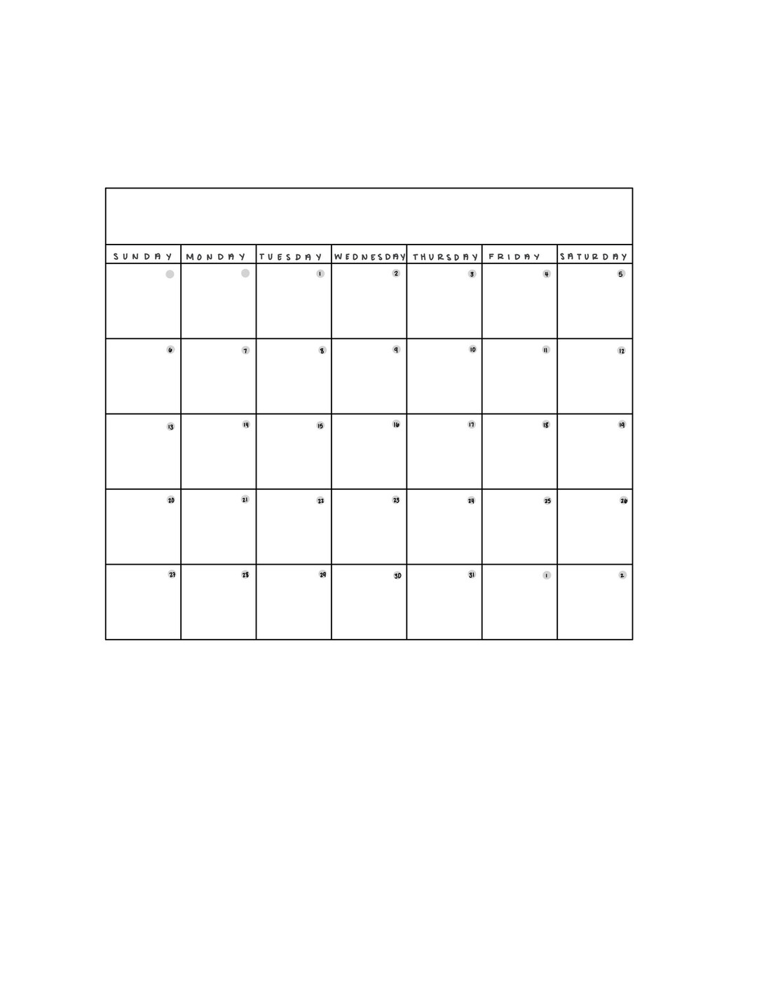 Digital Calendar Blank Copy - Etsy