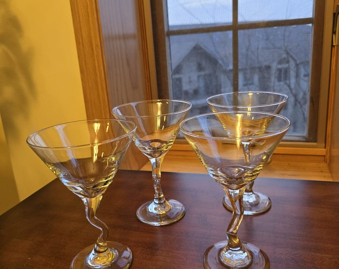 Set of 4- Libbey Crystal Martini Glasses With " Z Stem" 6 1/2" Tall - Etsy