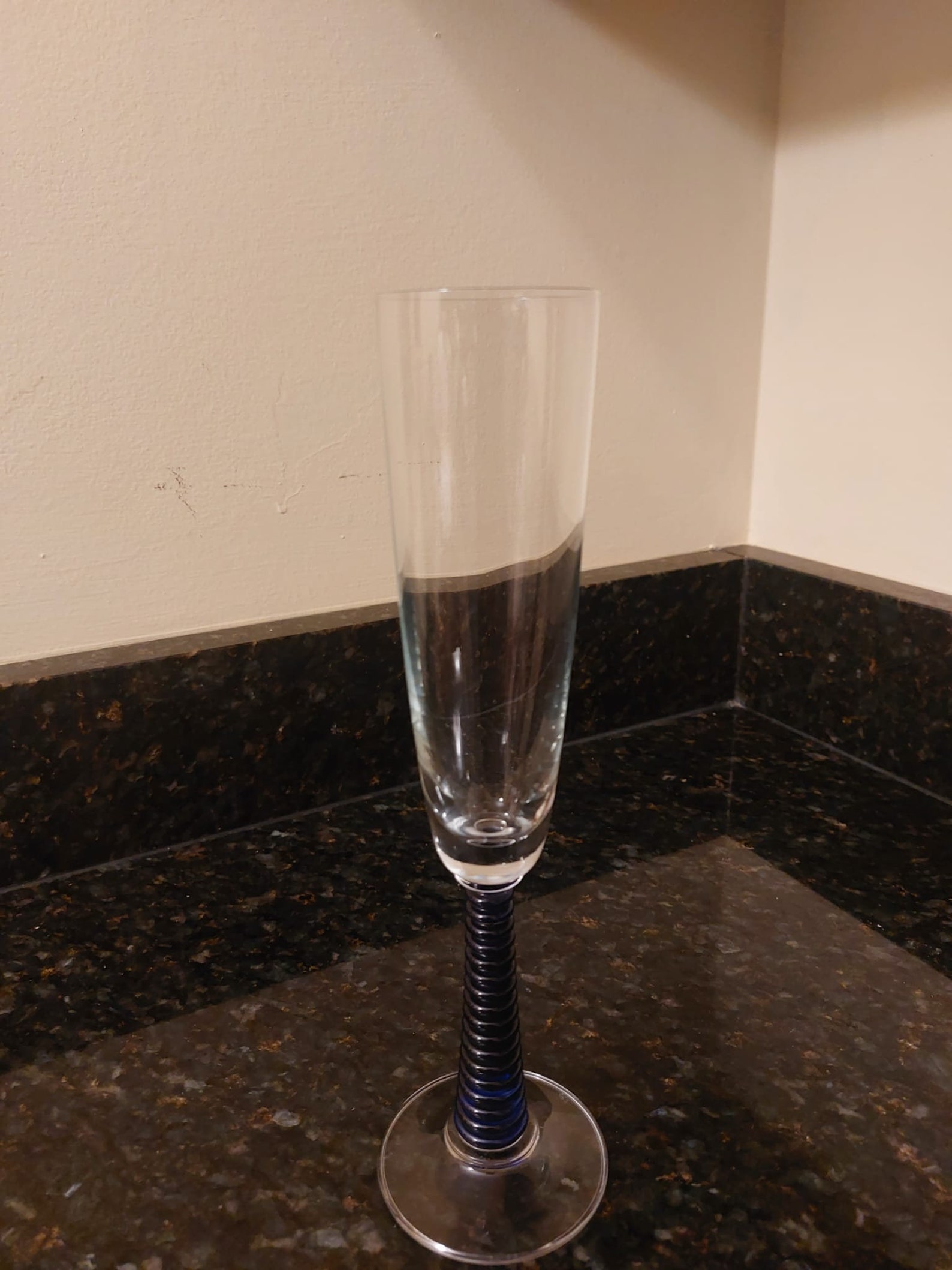 Set of 2 Vintage Bryce Retro Cobalt Blue Stem Champagne Flutes Ringed ...