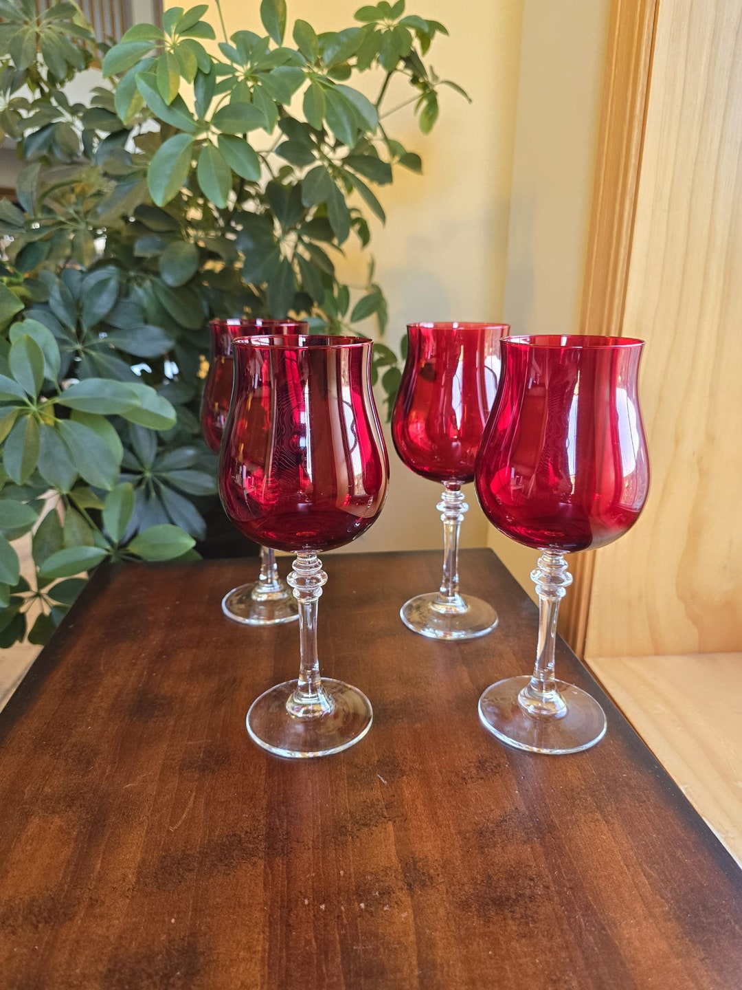 Set of 4- Cristalleria Fumo Fratelli Vintage Wine Glasses 8 1/2" Tall ...