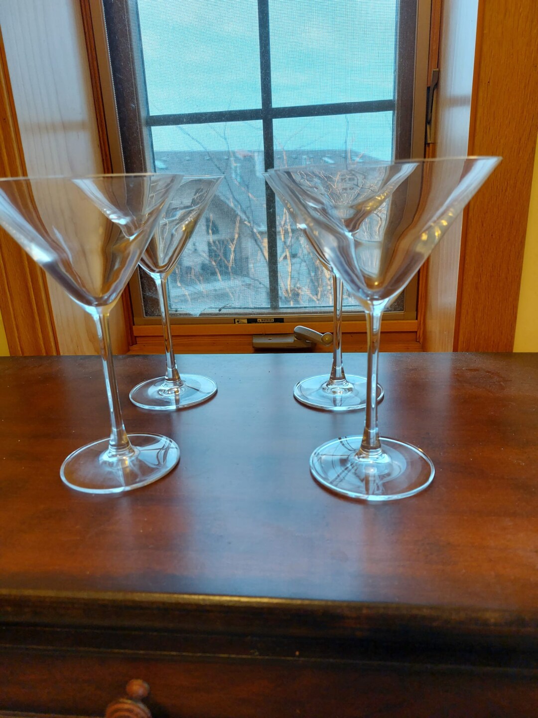 Set of 4 Vintage Fine Crystal Martini Glasses 7 3/8 High and 4 3/4 Wide ...