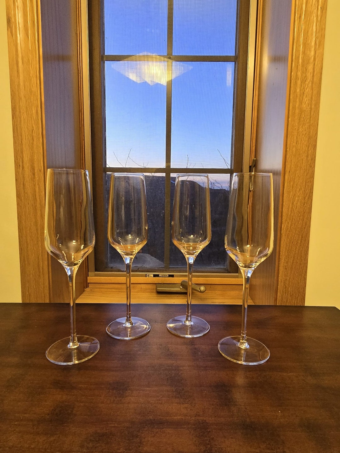 Set of 4- Libbey 9332 "prism" Crystal Champagne Flute Glasses 9 1/2 ...