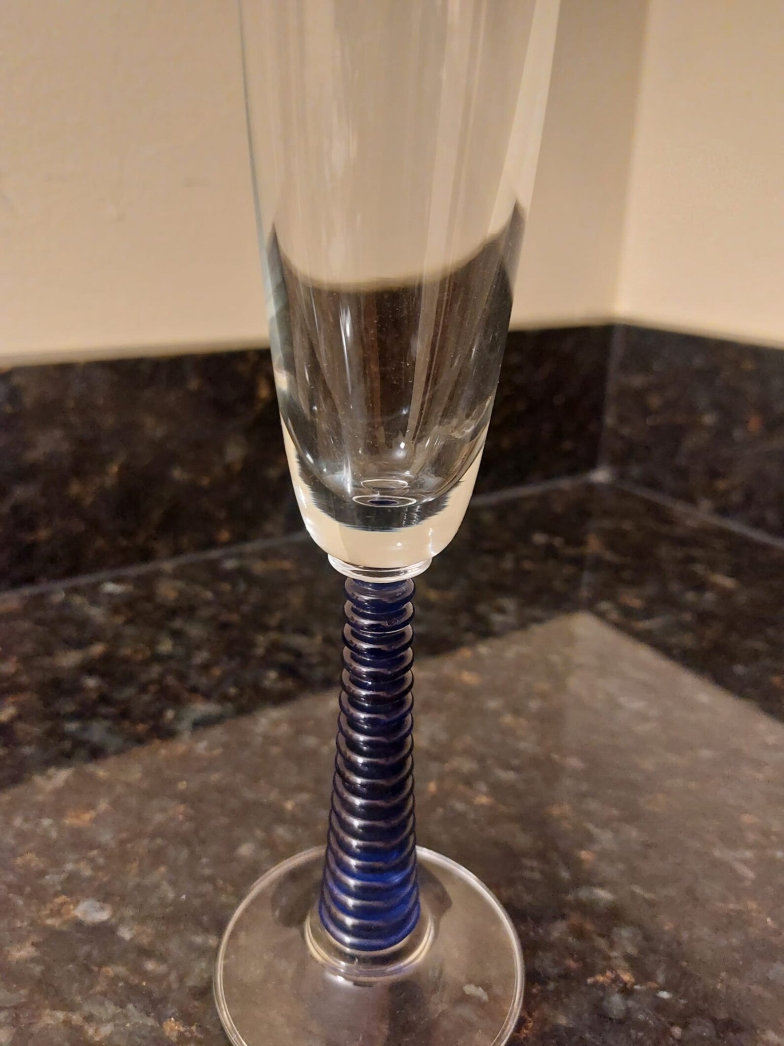 Set of 2 Vintage Bryce Retro Cobalt Blue Stem Champagne Flutes Ringed ...