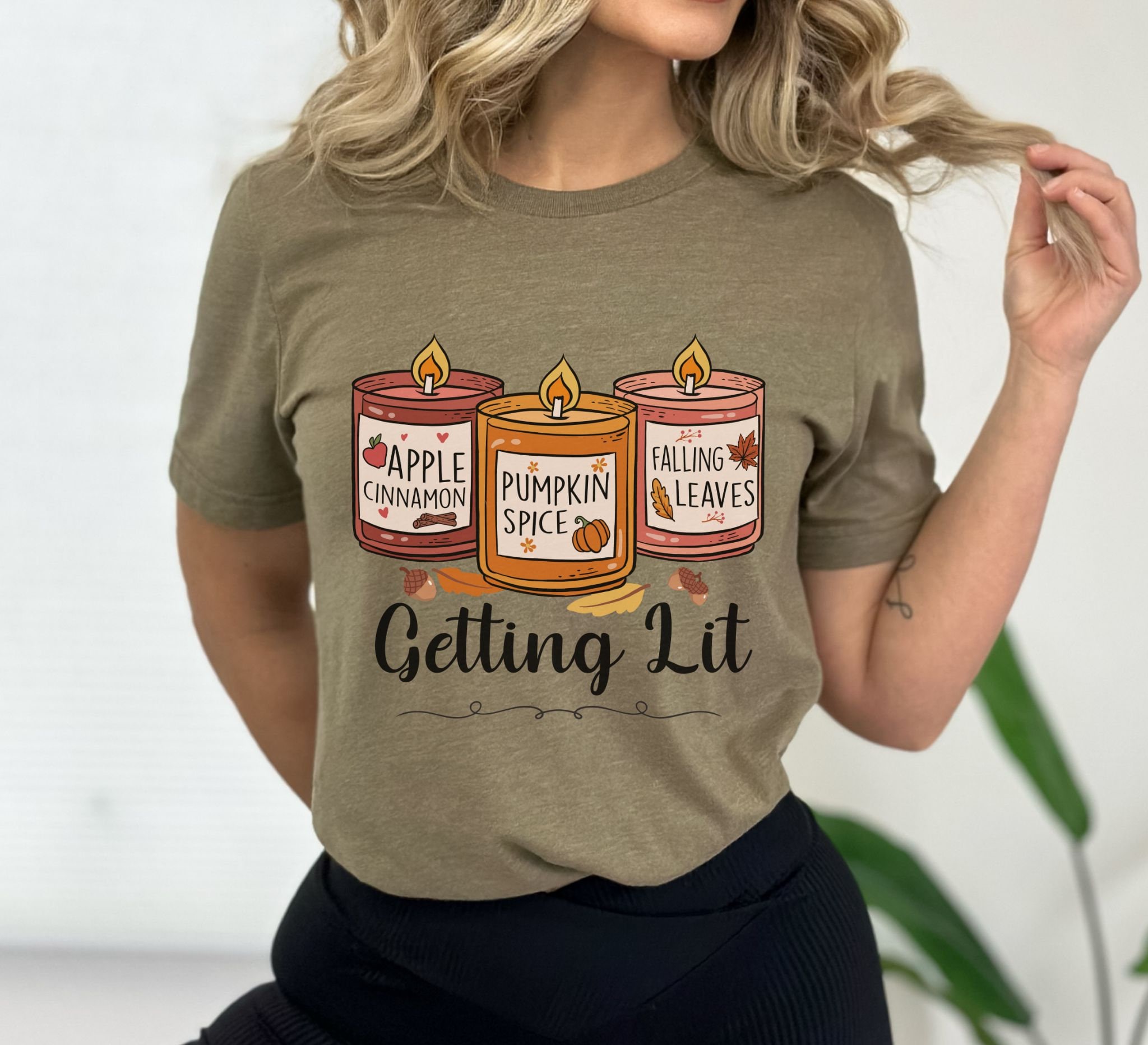 Getting Lit It's Fall Shirt Tgif Fall Shirt Pink Fall Shirt Candle ...