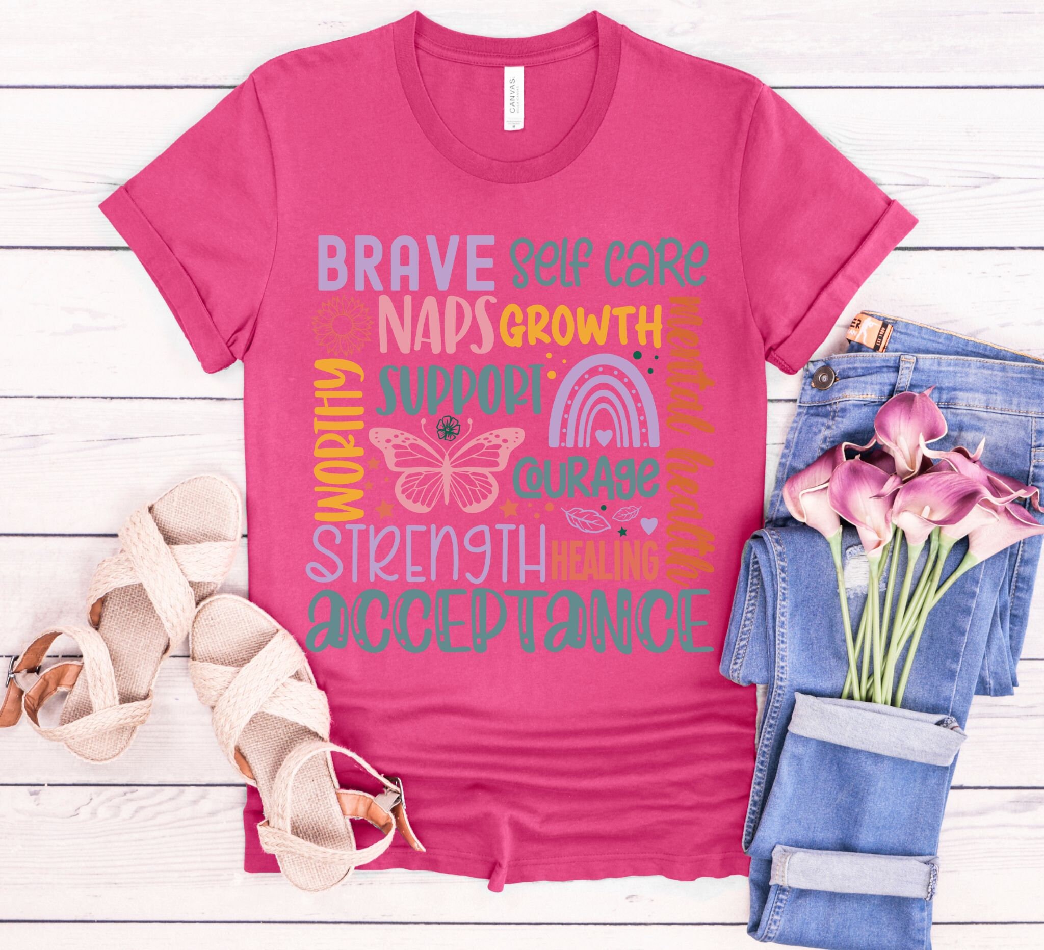 Positive Affirmation Shirt Self Love Mental Health Matters Growth ...