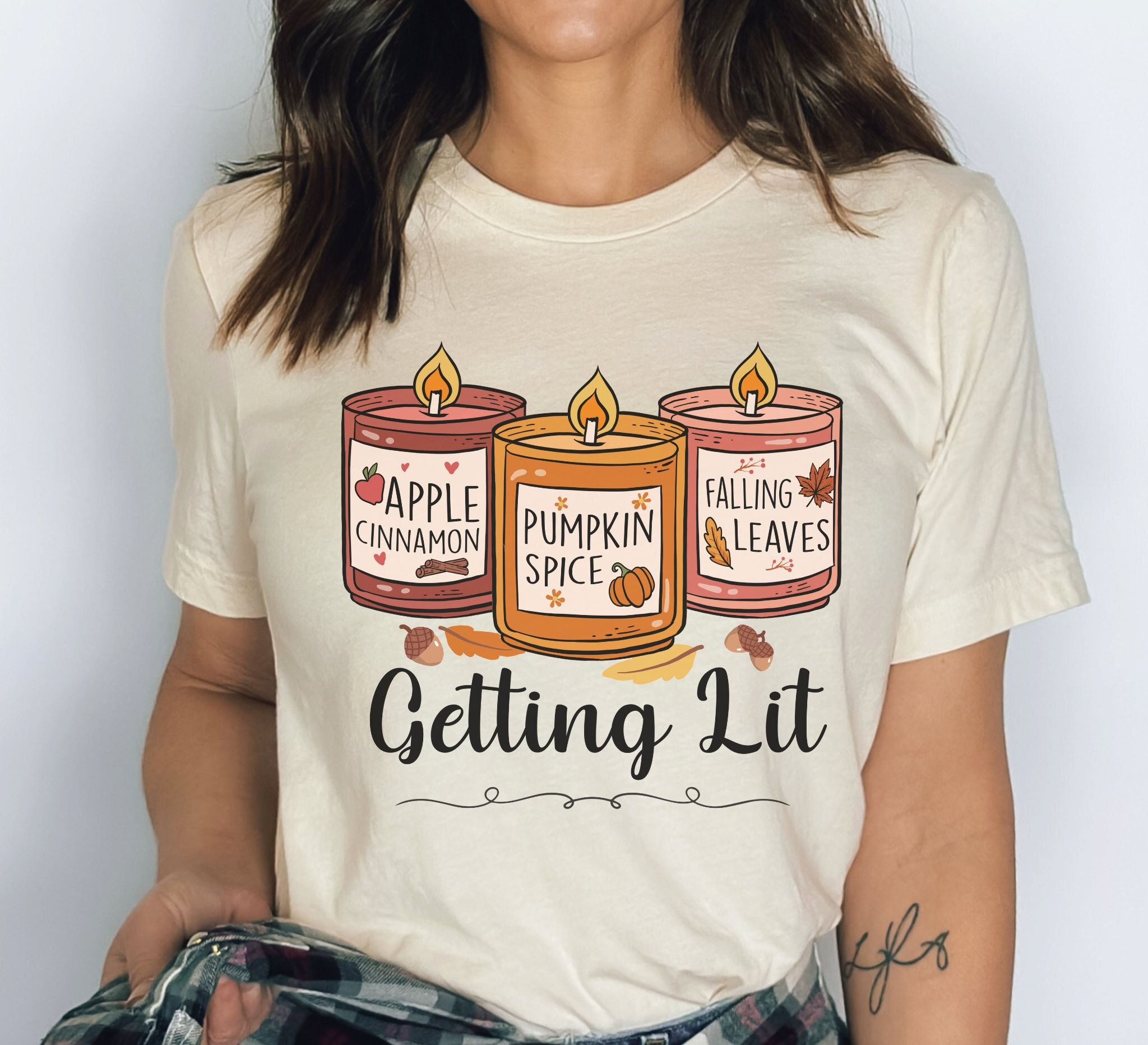 Getting Lit It's Fall Shirt Tgif Fall Shirt Pink Fall Shirt Candle ...