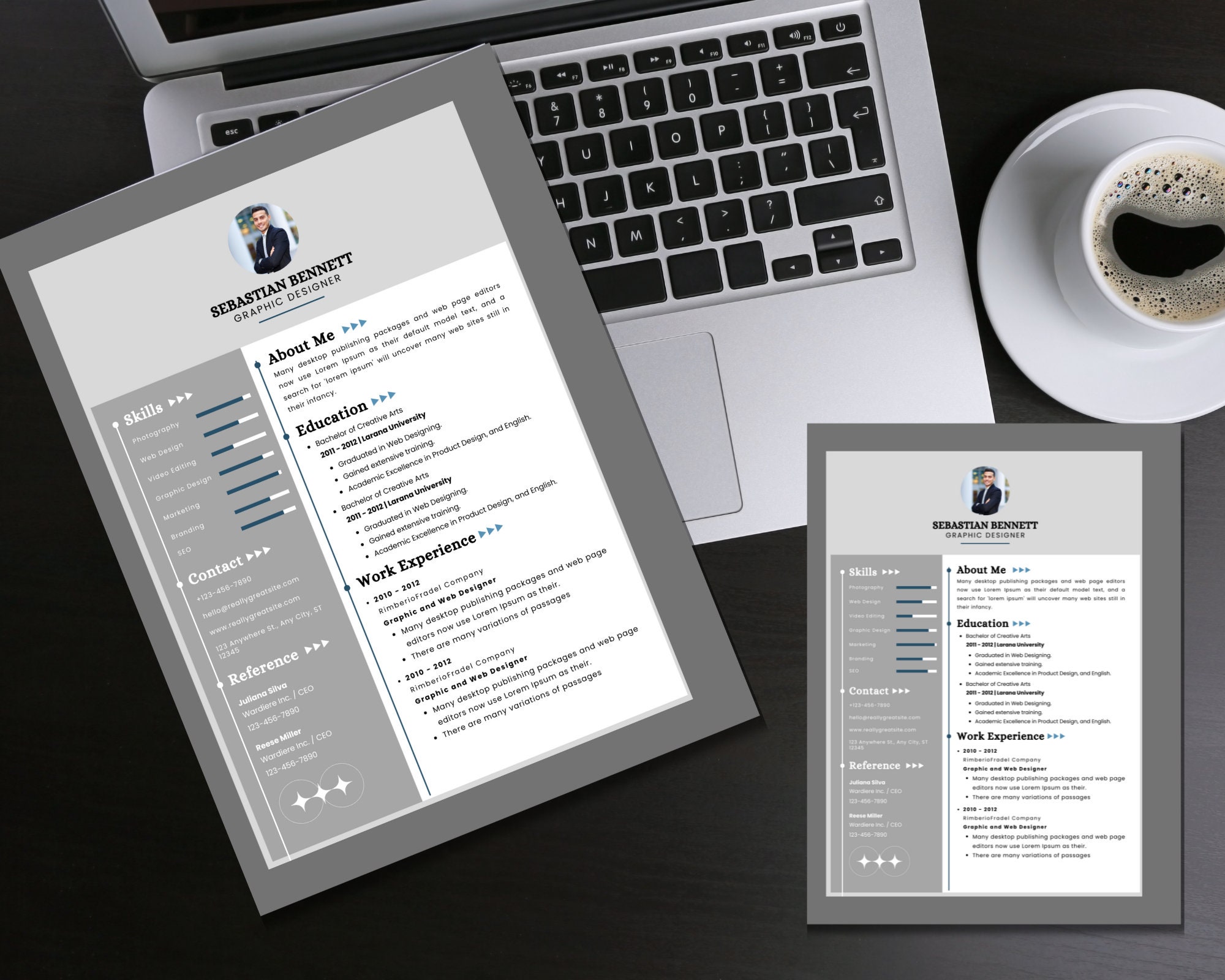 Minimalist Graphic Designer Resume Template, Editable Resume Template ...