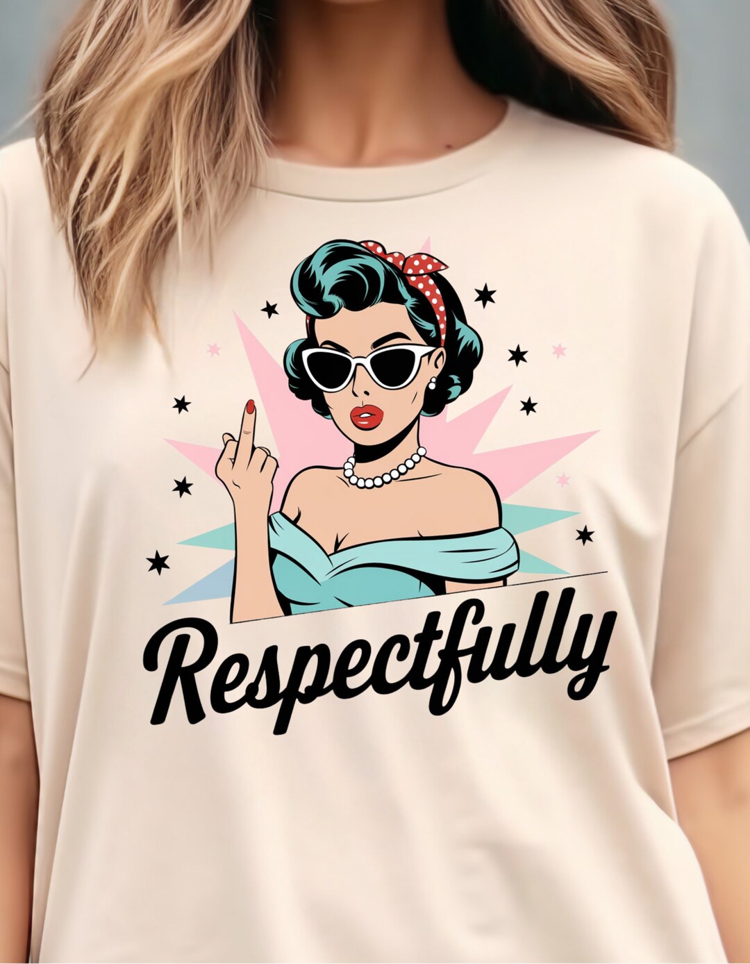 Respectfully PNG, Middle Finger PNG, Retro Vintage Sassy Design, Funny ...