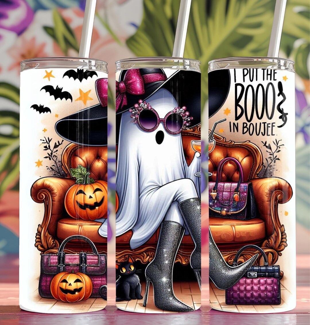 Boujee Ghost Tumbler Wrap PNG, Halloween Boo-gee 20 Oz Skinny ...
