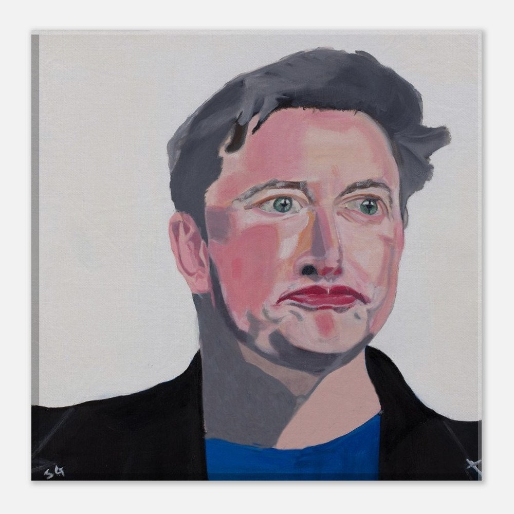 The Elon Musk Factor : Oil Portrait Elon Musk Canvas Office Elon Musk ...