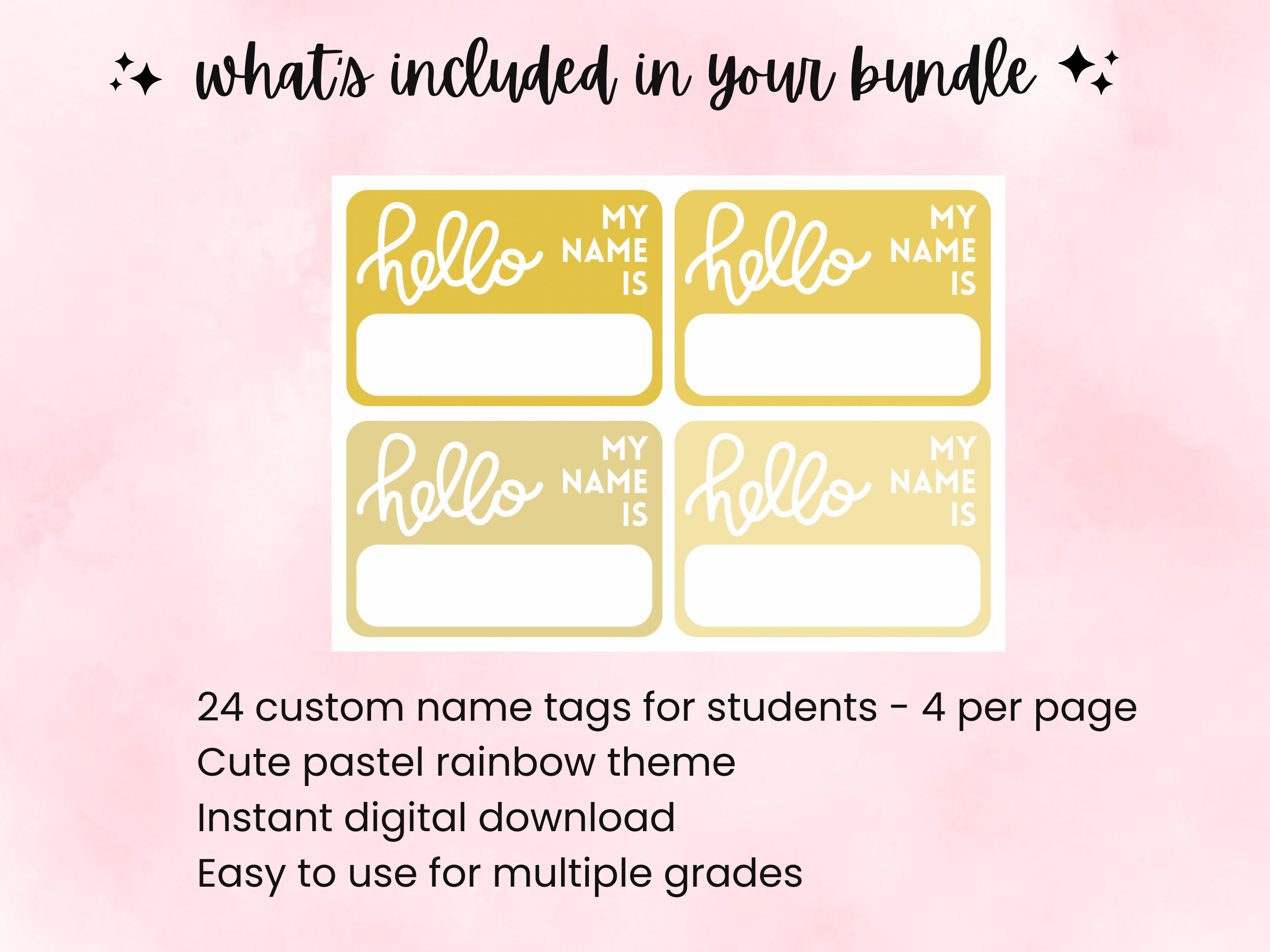 Hello My Name is Pastel Rainbow Bundle Custom Student Name Tag ...