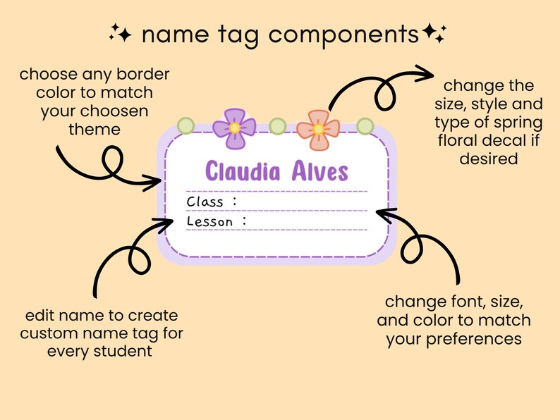 Student Desk Name Labels, Editable Classroom Printables, Student Name ...