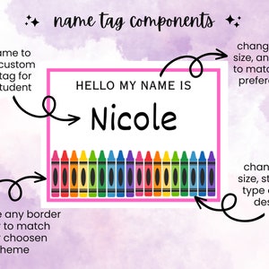 Crayons Name Tag Set for Classroom - Editable Name Tag - Custom ...