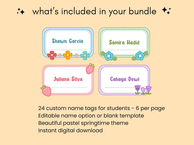 Student Desk Name Labels, Editable Classroom Printables, Student Name ...