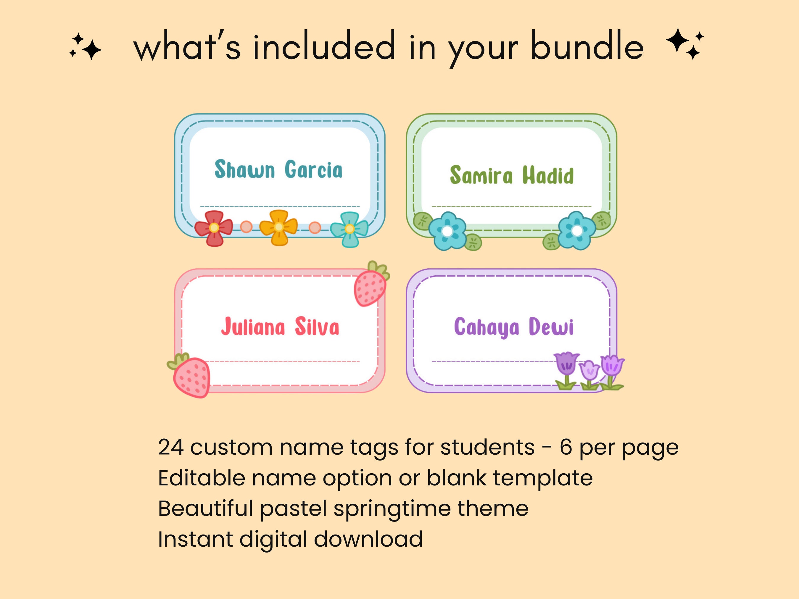 Student Desk Name Labels, Editable Classroom Printables, Student Name ...