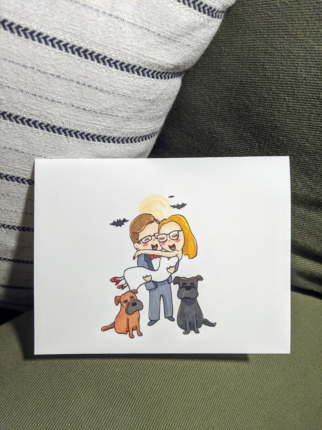 Custom Hand-drawn Wedding Card - Etsy