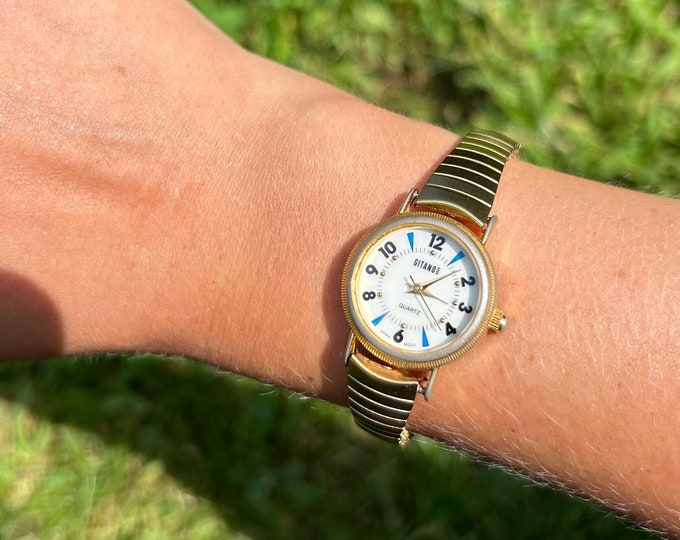 Vintage Gitano Watch 1990s Gold With Blue Accents | Not Working ...